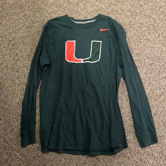 Nike | Shirts | University Of Miami Nike Mens Large Logo Tee Long ...